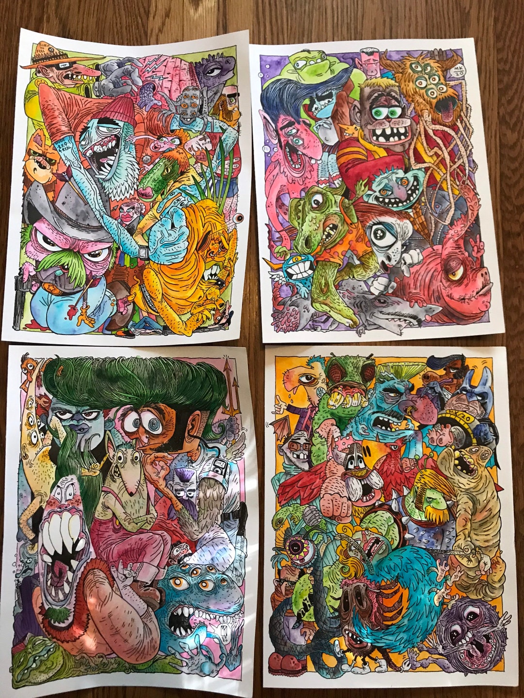 Scribbles & Monsters Fancy Watercolor Drawings - Etsy