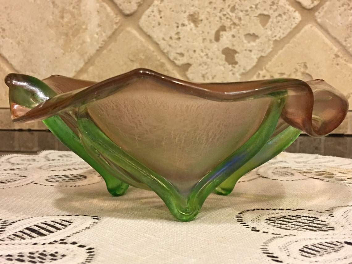 Murano Stretch Glass Dish Artist Signed One of a Kind - Etsy