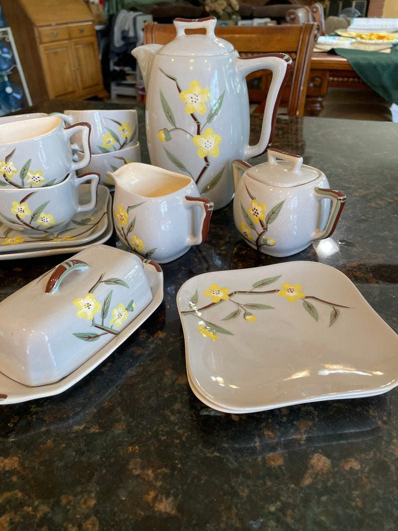 Weil Ware Luncheon Set blossom Celadon Pattern, 22 Pieces, Circa 1940s ...