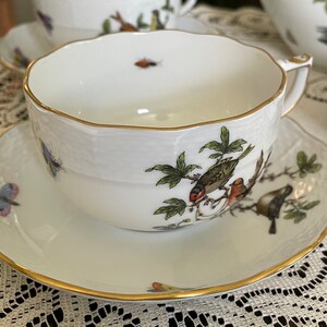 RARE Herend Rothschild Bird Tea Set, With Rose ~ SEVEN Pieces! Two Tea ...