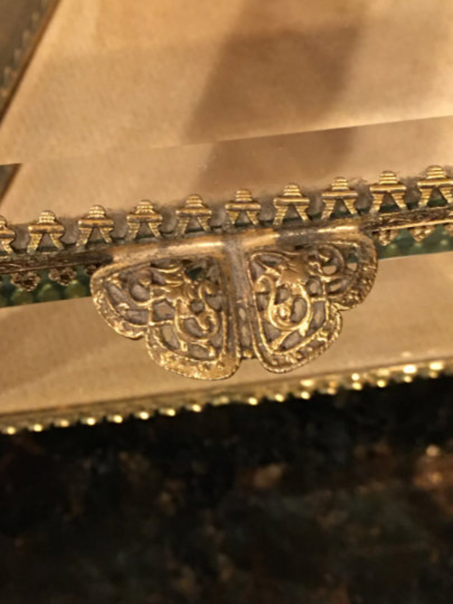 Large Gold Ormolu Beveled Glass Rectangle Diamond Shaped - Etsy