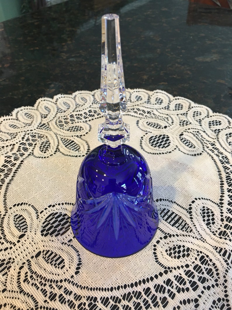 Cobalt Blue Cut to Clear Bell With Clear Cut Handle 7.5 - Etsy