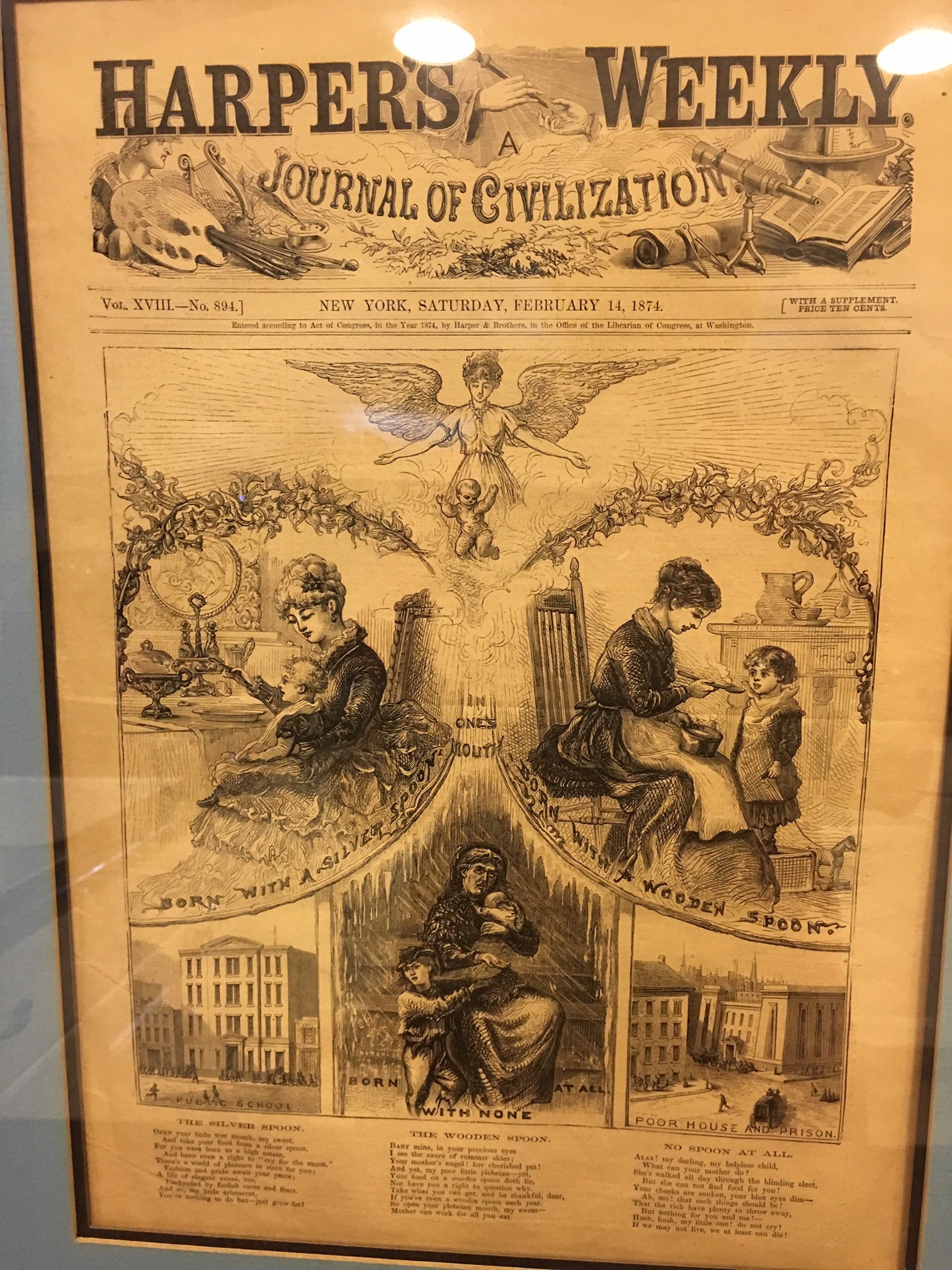 Harper's Weekly Cover February 14 1874 Matted and | Etsy