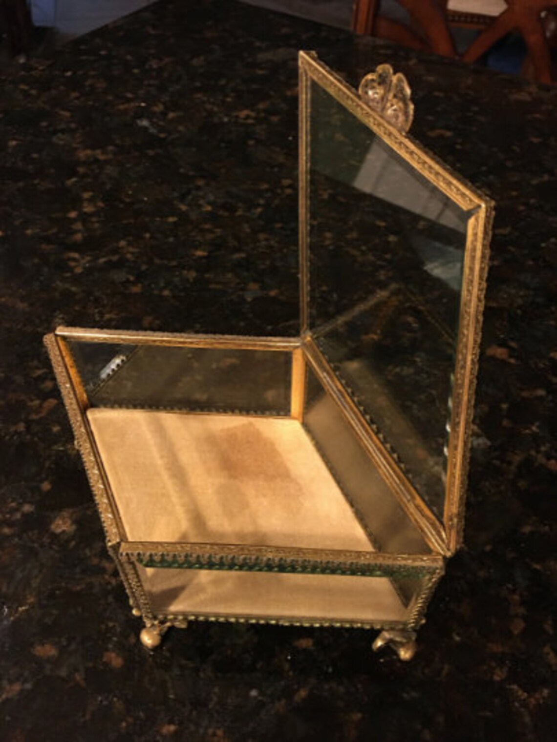 Large Gold Ormolu Beveled Glass Rectangle Diamond Shaped - Etsy