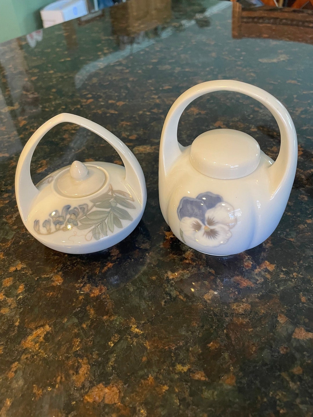 TWO RARE Royal Copenhagen Art Nouveau Vases, With Handle and Lids No ...