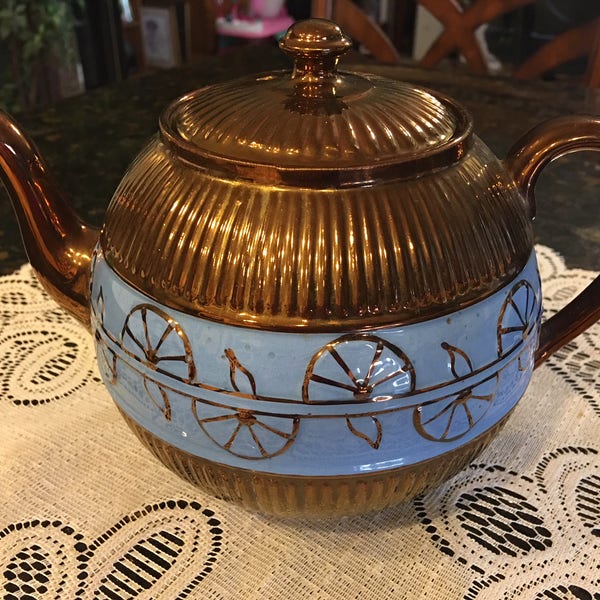 Antique Copper Luster Teapot - Etsy