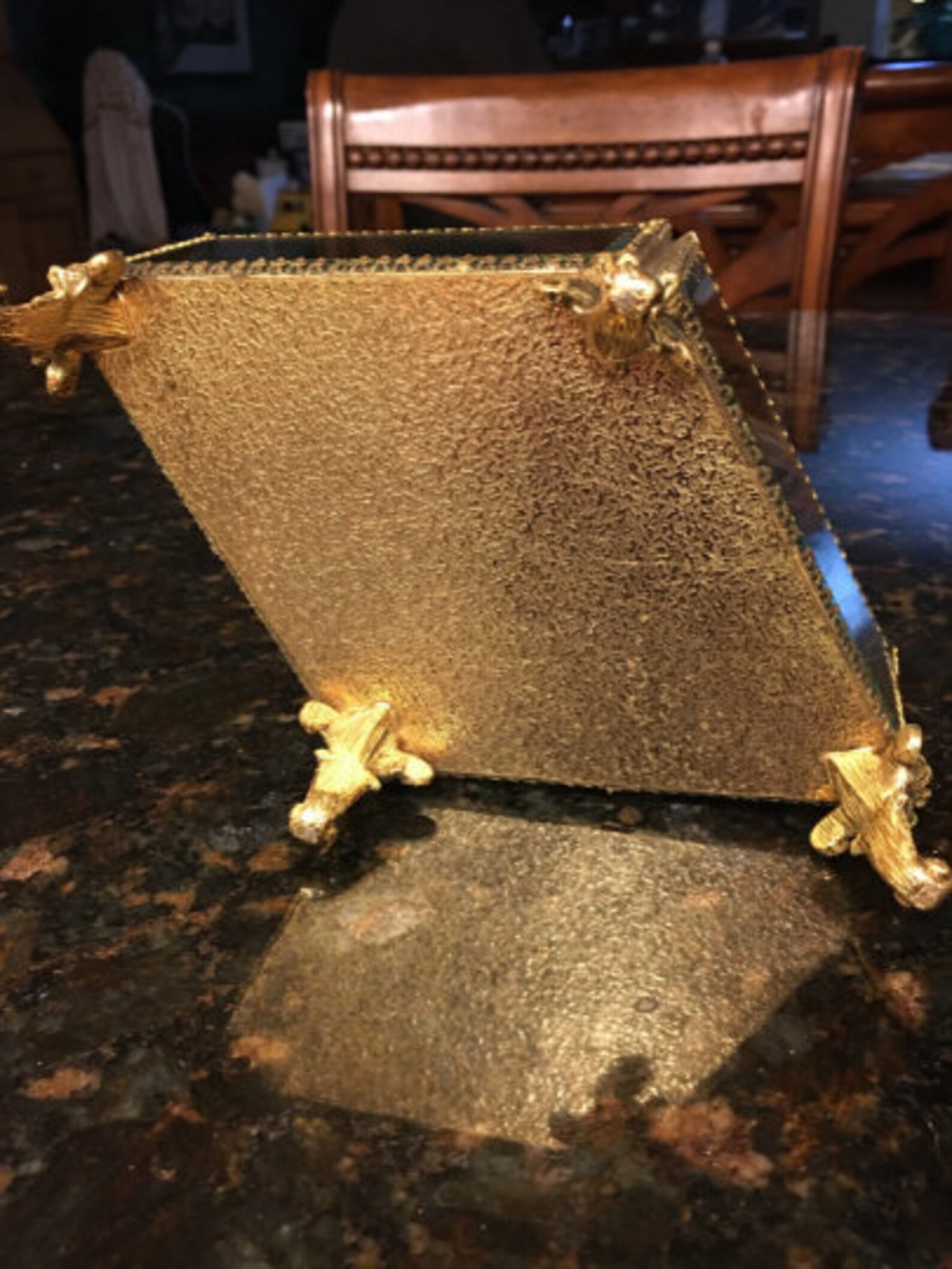 Large Gold Ormolu Beveled Glass Rectangle Diamond Shaped - Etsy