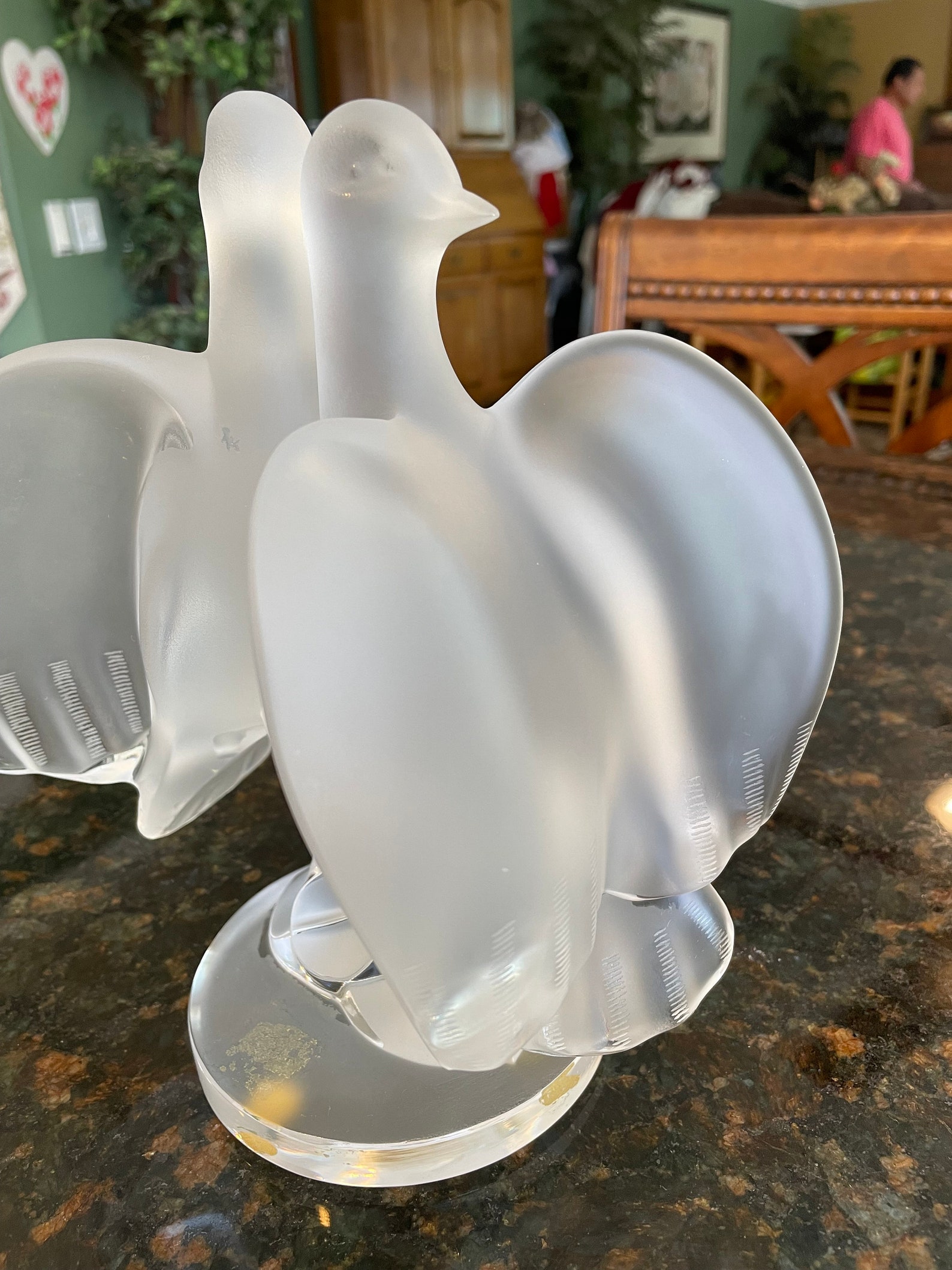 Lalique HUGE Crystal ARIANE DOVES Figure Satin-finish 8.5 Inches Tall ...