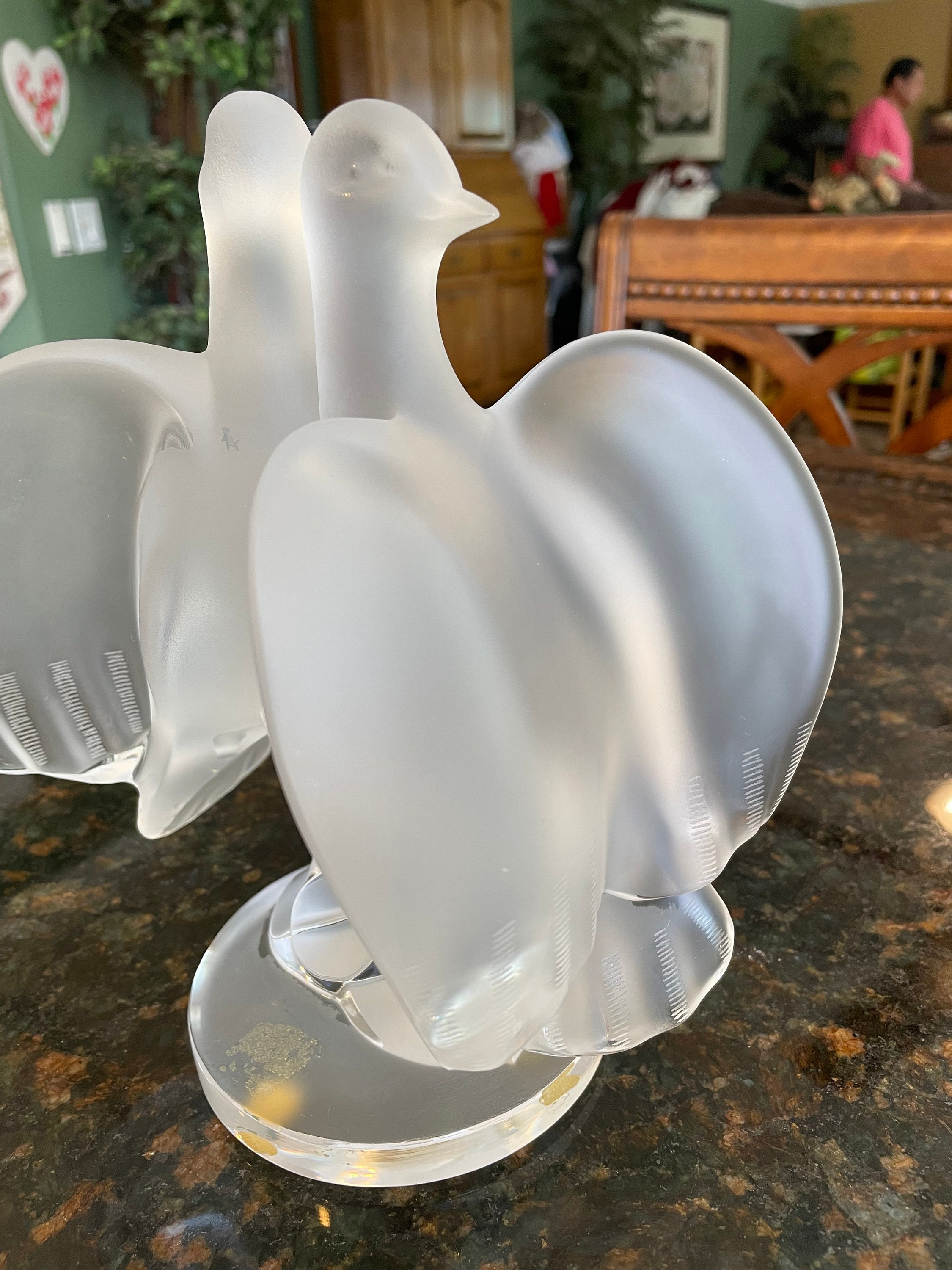 Lalique HUGE Crystal ARIANE DOVES Figure ~ Satin-finish ~ 8.5 Inches ...