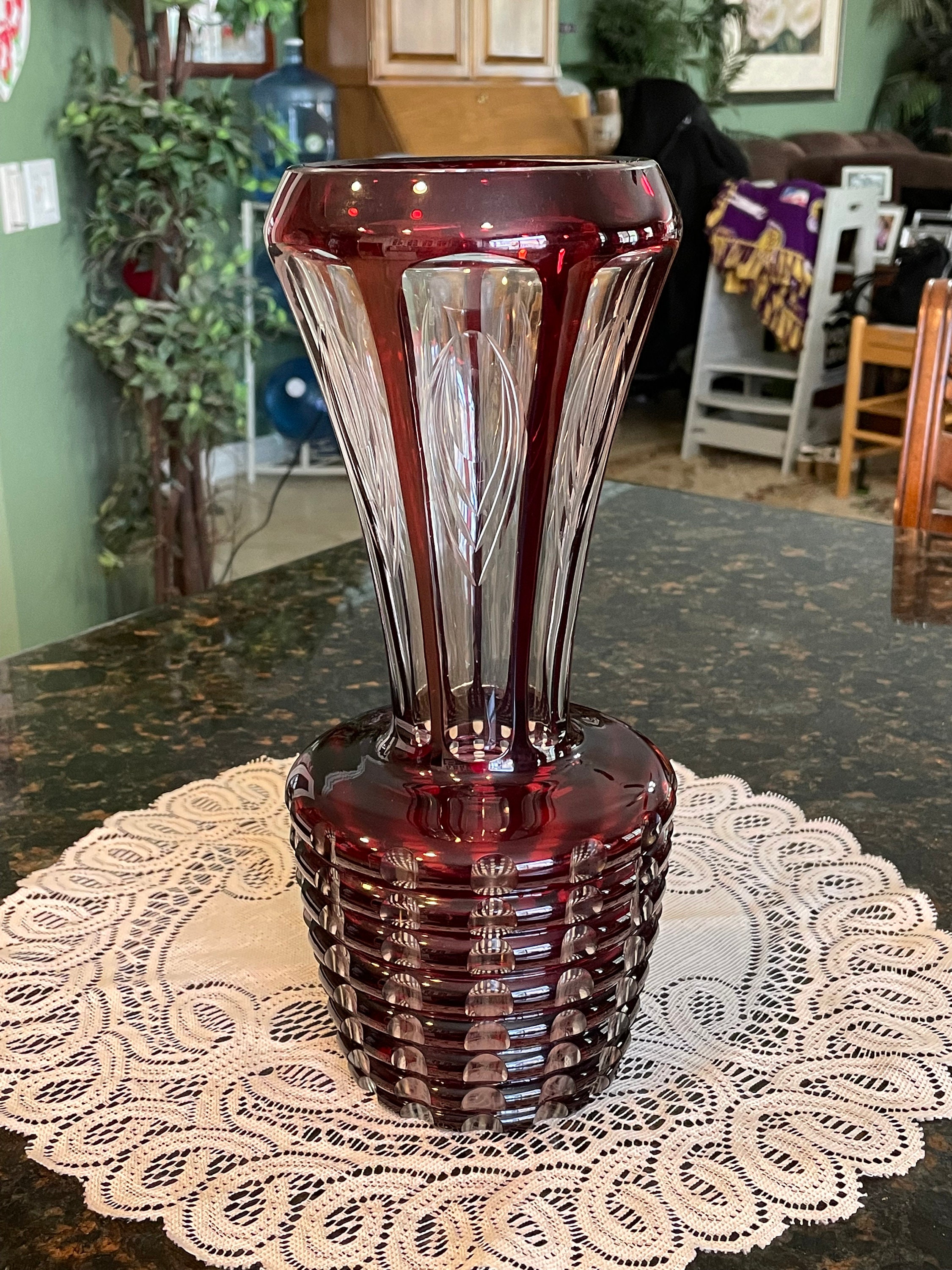 Glorious, Unique, Huge, Stunning RUBY Cut to Clear Bohemia Czech ...