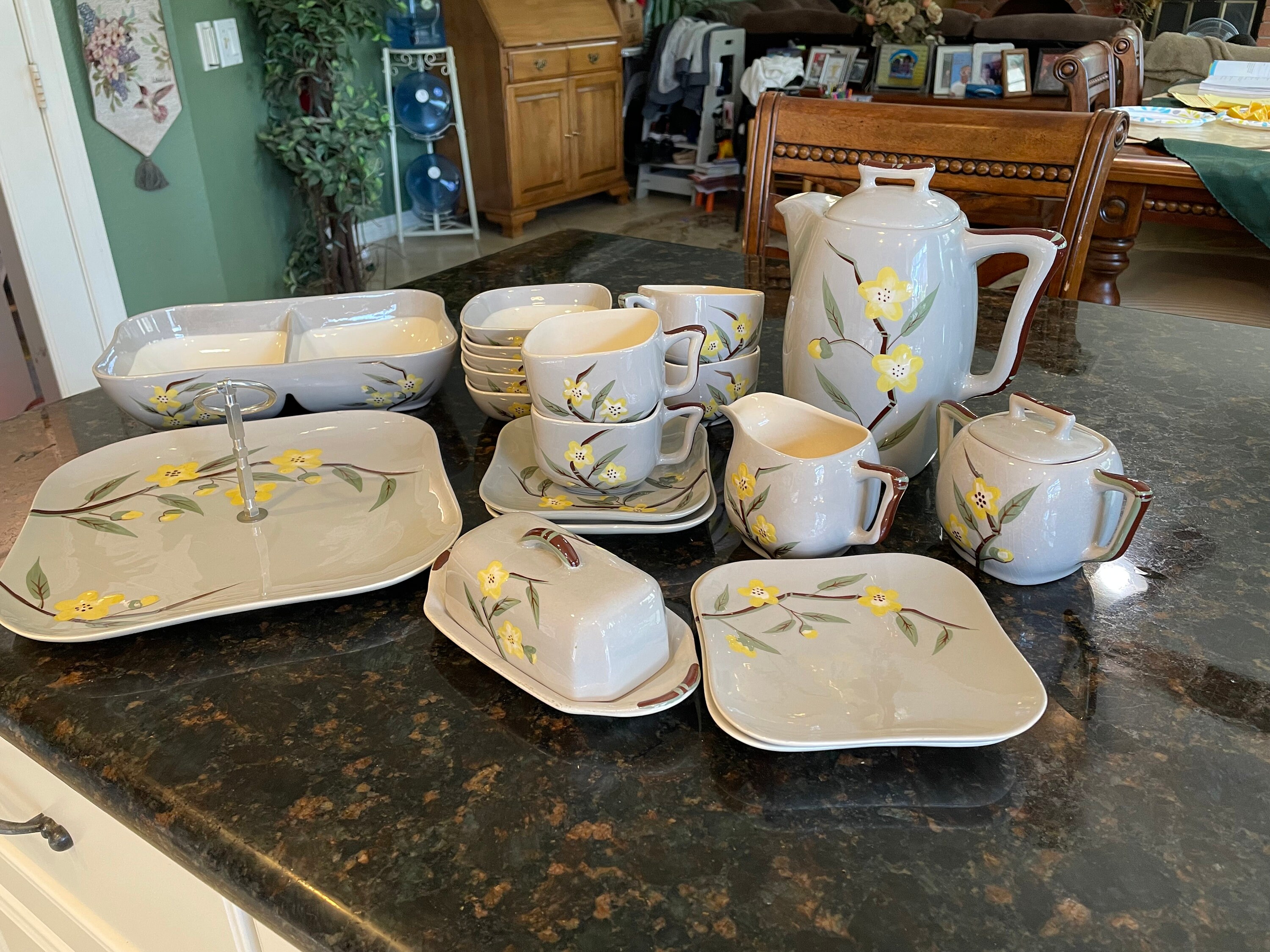 Weil Ware Luncheon Set blossom Celadon Pattern, 22 Pieces, Circa 1940s ...
