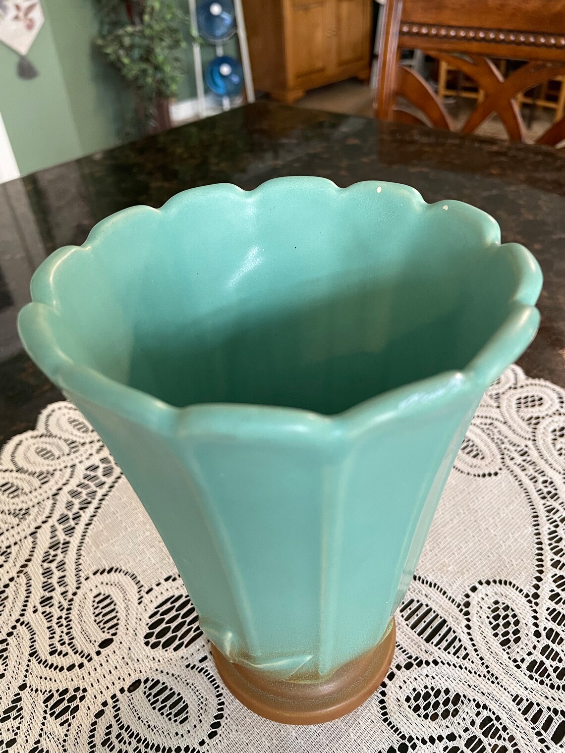 Rare 1930'S Weller LORU LINE Pottery in Blue Aqua Green Ribbed Body and ...