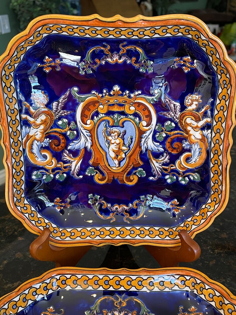 16-piece RARE GIEN FRANCE Renaissance Fond Bleu Pattern Tea Set 4 ...