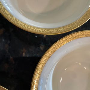 Set of NINE (9) Lenox Gold-rimmed Boullion Cups in 2-handled Sterling ...