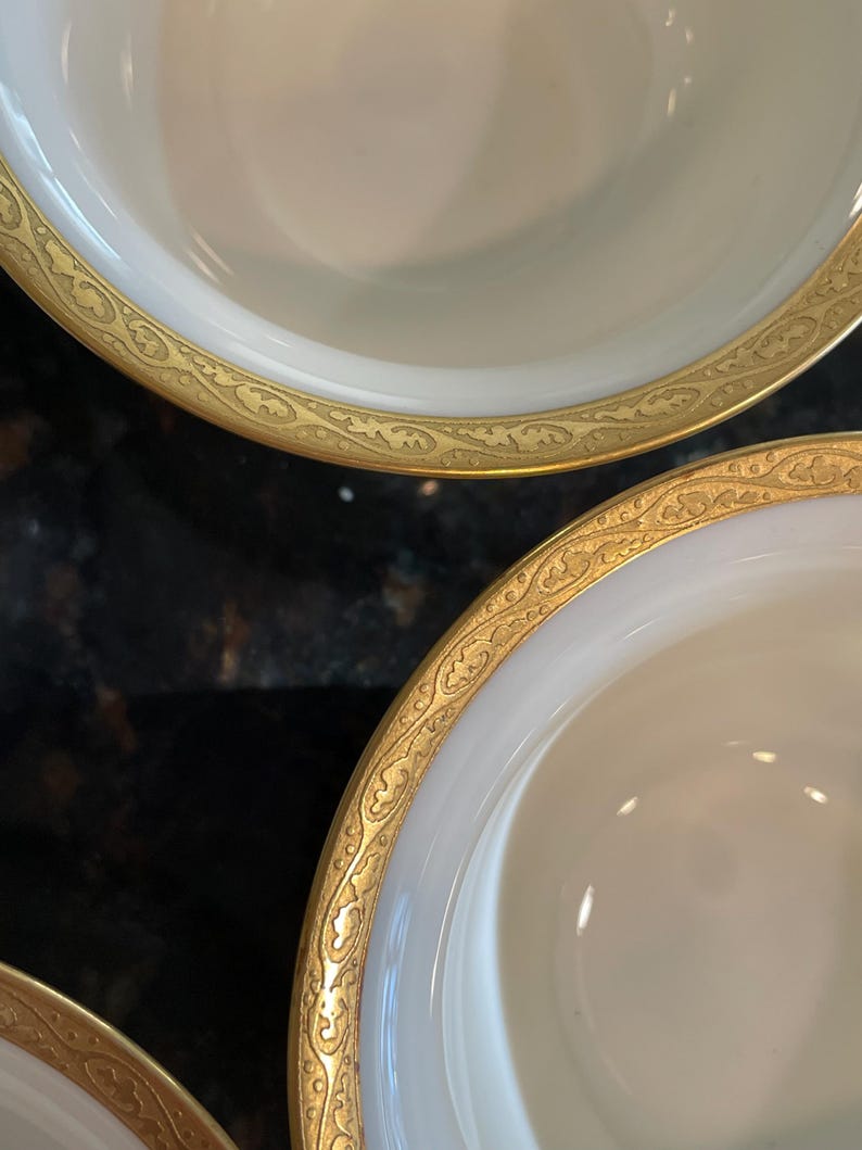 Set of NINE (9) Lenox Gold-rimmed Boullion Cups in 2-handled Sterling ...