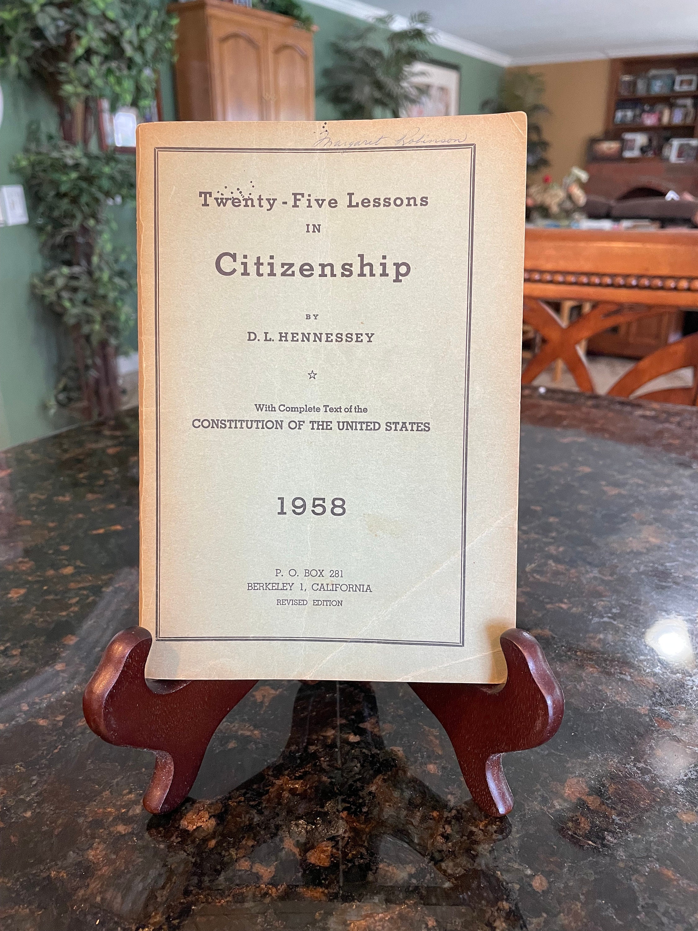 Twenty-five Lessons in Citizenship Hennessey 1958 Book, With Complete ...