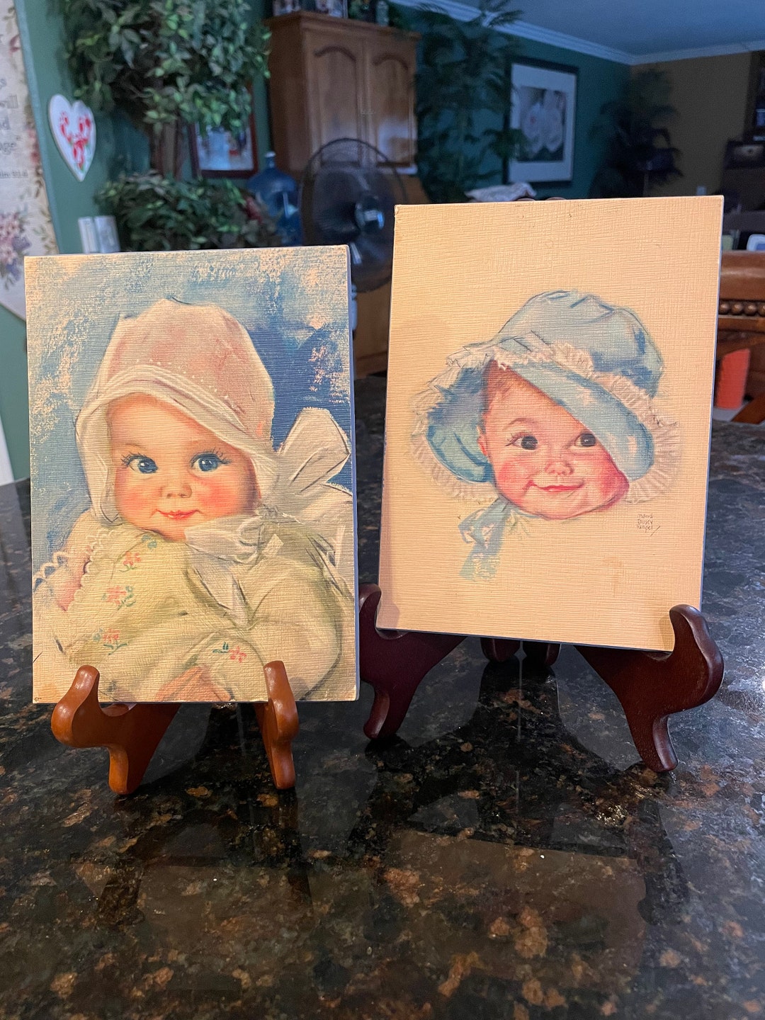 Maud Tousey Fangel, Baby Blue Bonnet, Wood Backed Print Signed and One ...