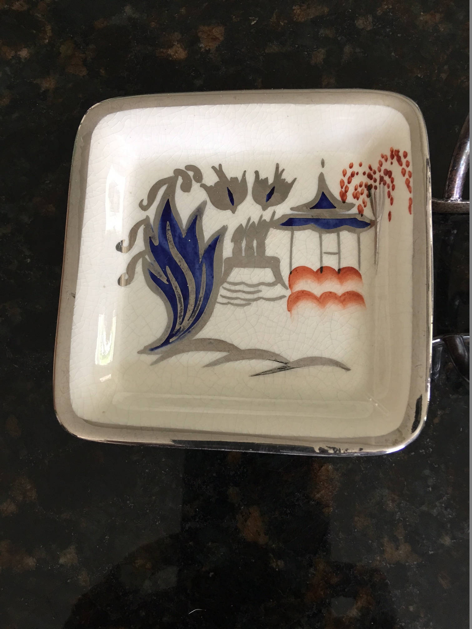 RARE Hand Painted PAGODA Pottery & Silver Toast Rack and 2 - Etsy