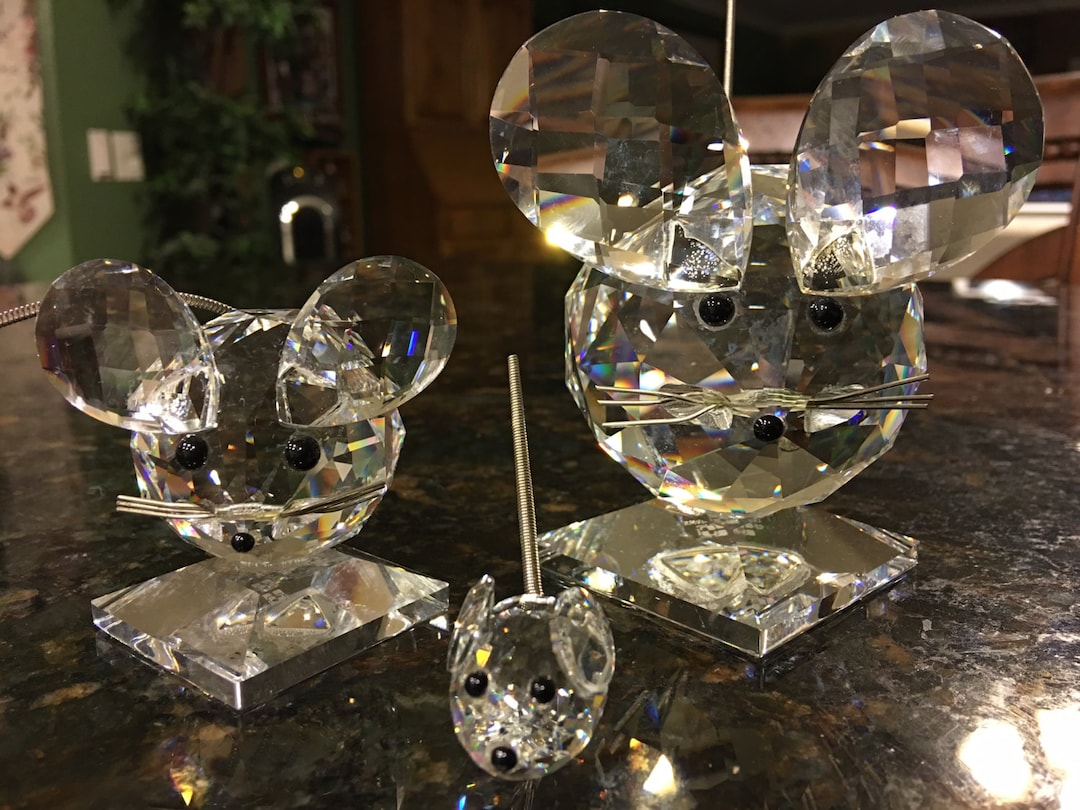 GIANT Retired Swarovski Silver Crystal MICE (var 2 ) Family ~ Mouse ...