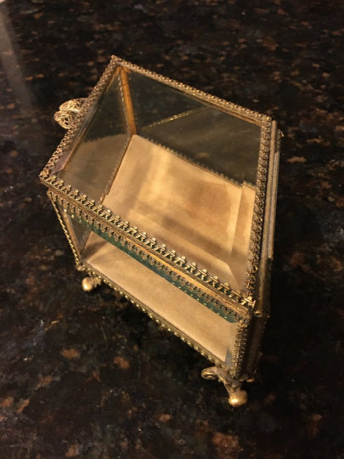 Large Gold Ormolu Beveled Glass Rectangle Diamond Shaped - Etsy