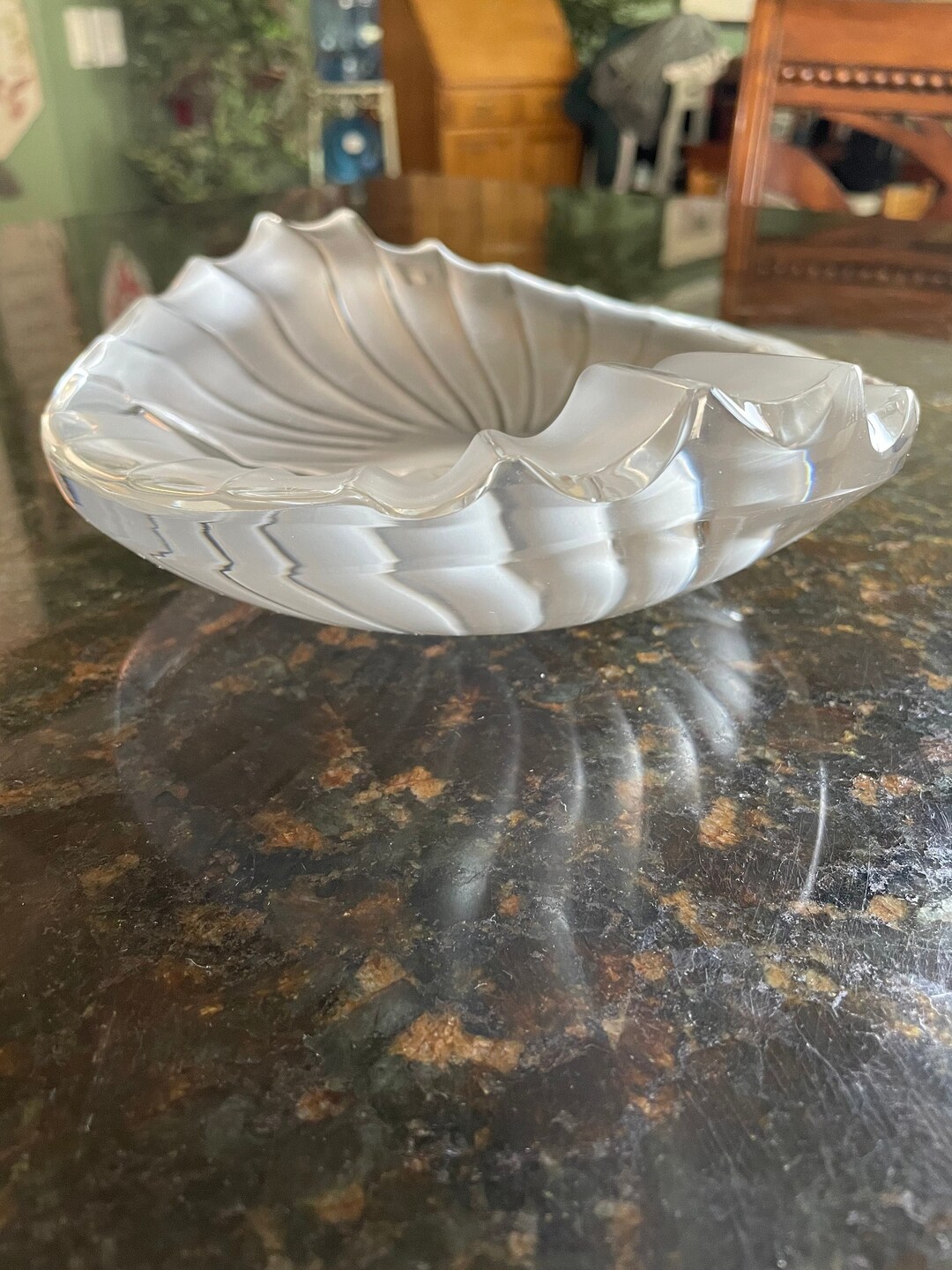Rene LALIQUE Crystal Frosted Nancy Cendrier Cigar Ashtray / Oval Candy ...