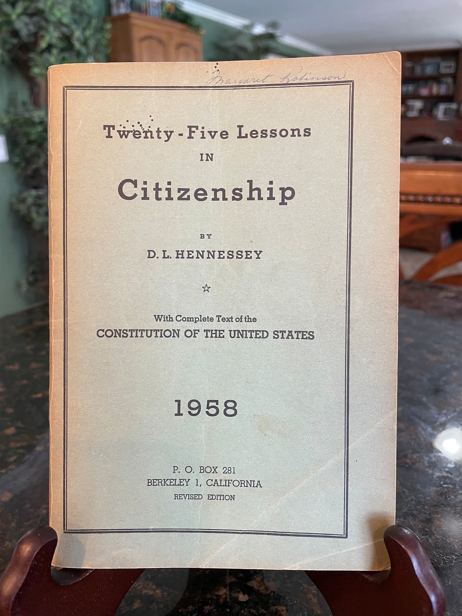 Twenty-five Lessons in Citizenship Hennessey 1958 Book, With Complete ...
