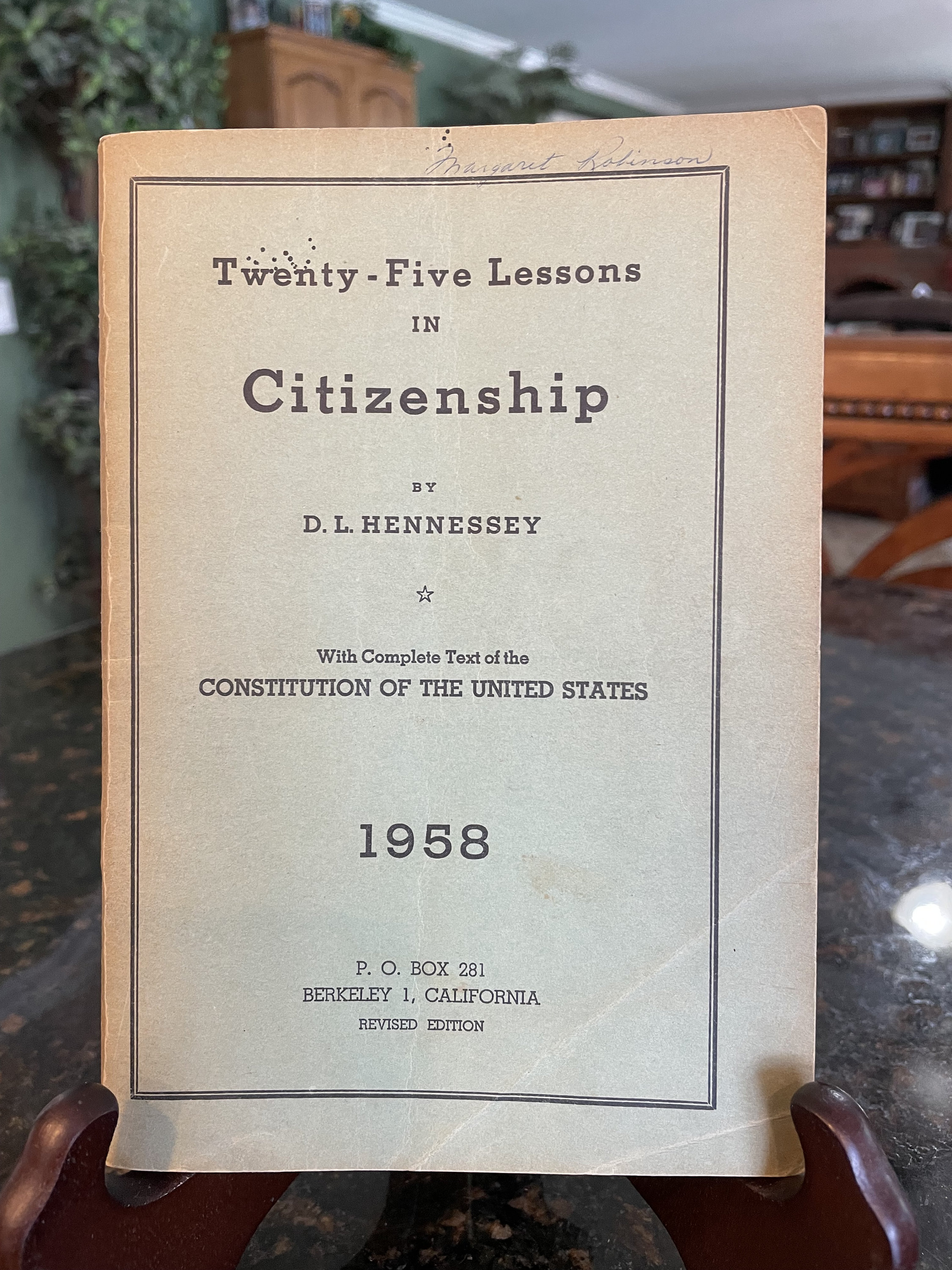 Twenty-five Lessons in Citizenship Hennessey 1958 Book, With Complete ...