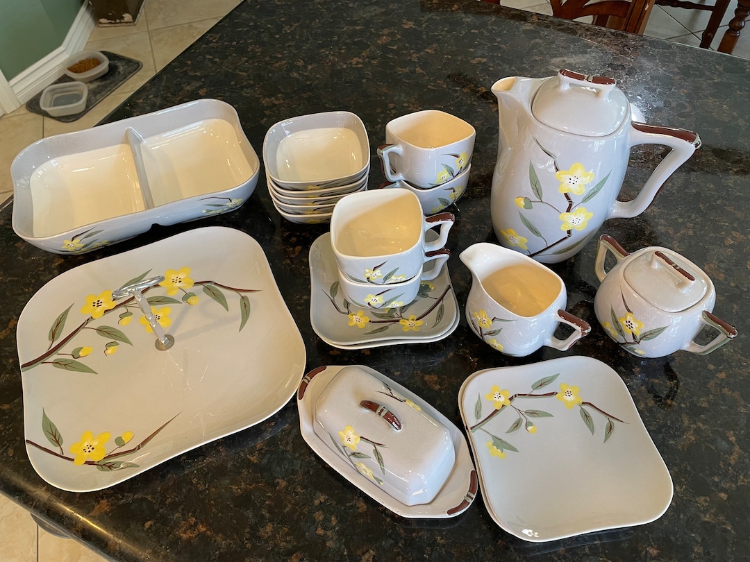 Weil Ware Luncheon Set ~ "blossom Celadon" Pattern, 22 Pieces, Circa ...