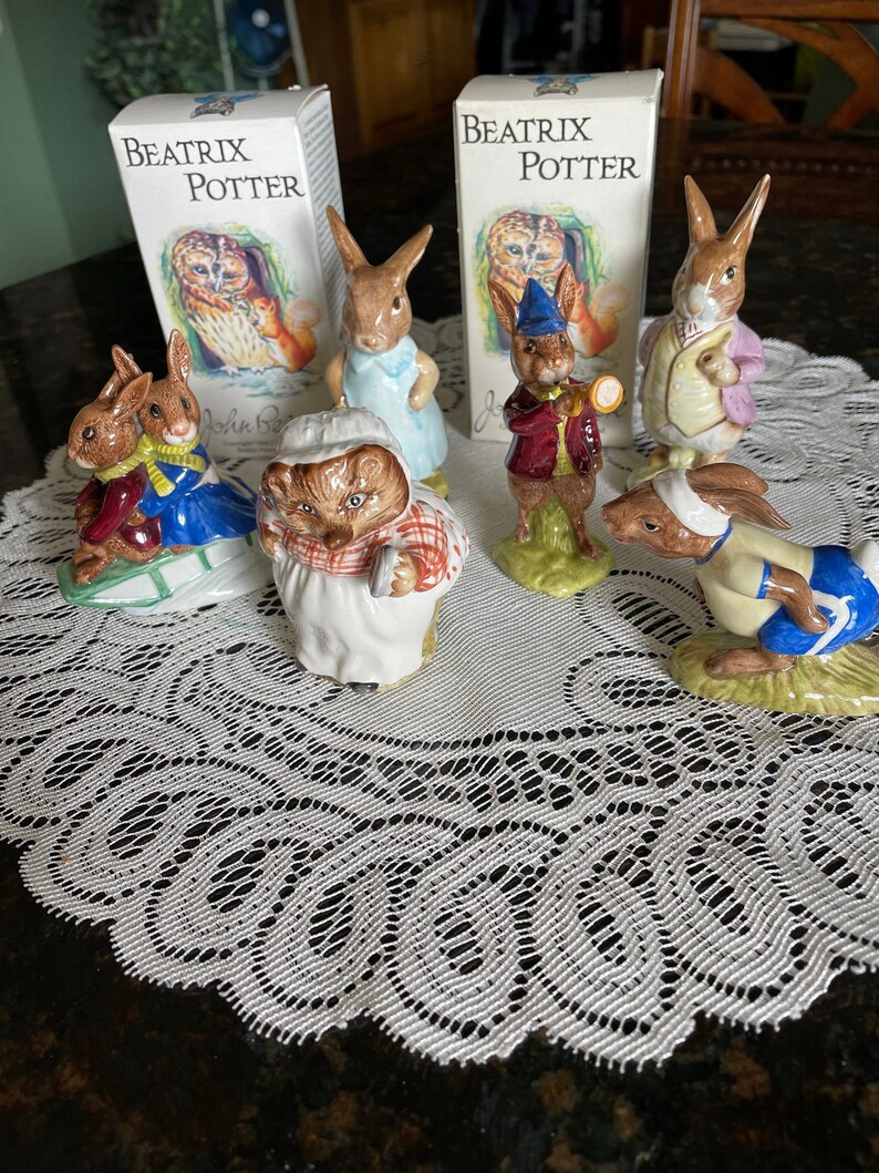 Six Beatrix Potter and Bunnykin Figurines Excellent Condition Jogging ...