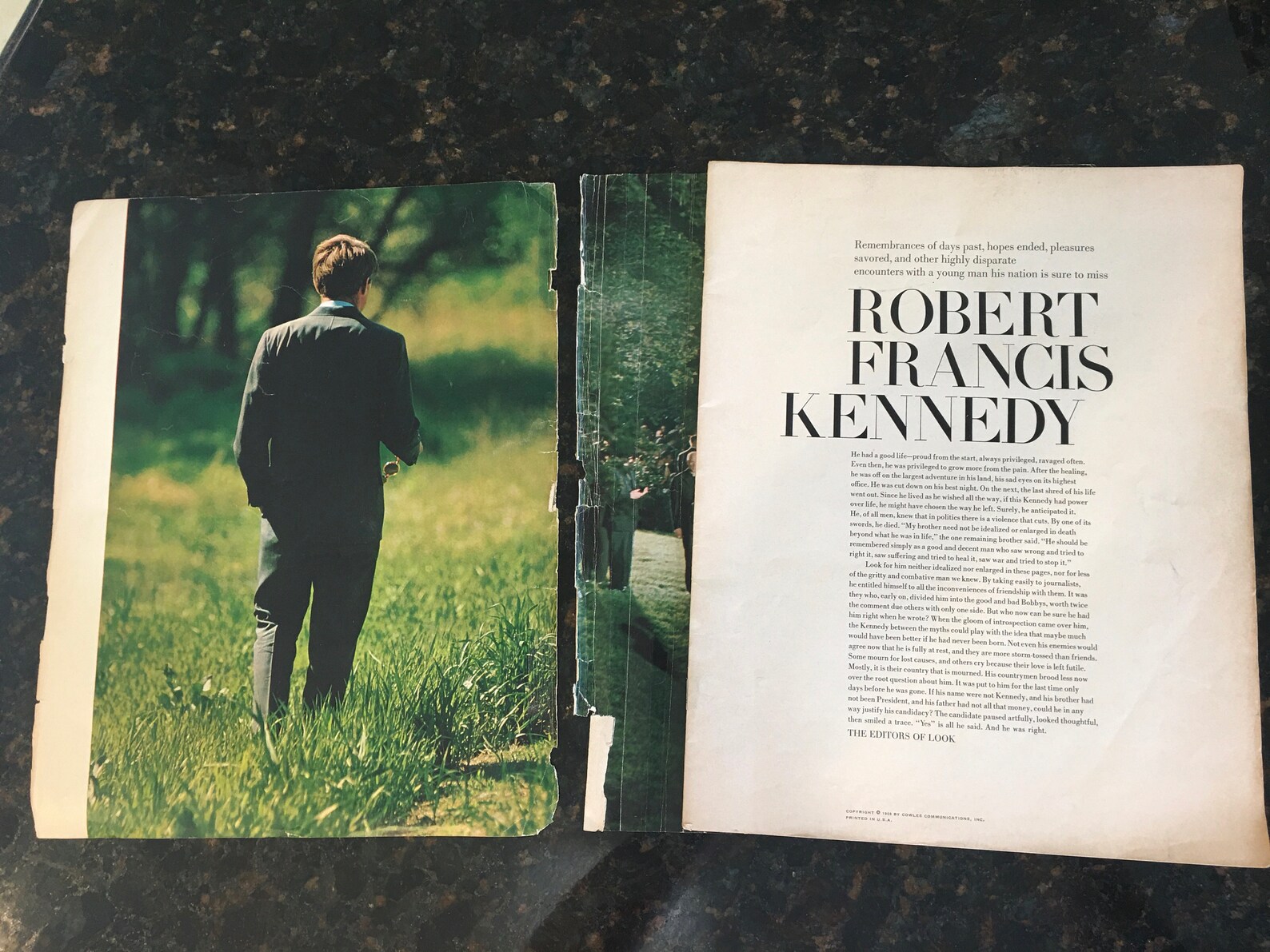 TWO Kennedy Magazines: LOOK Magazine RFK the Bobby Kennedy We Knew and ...