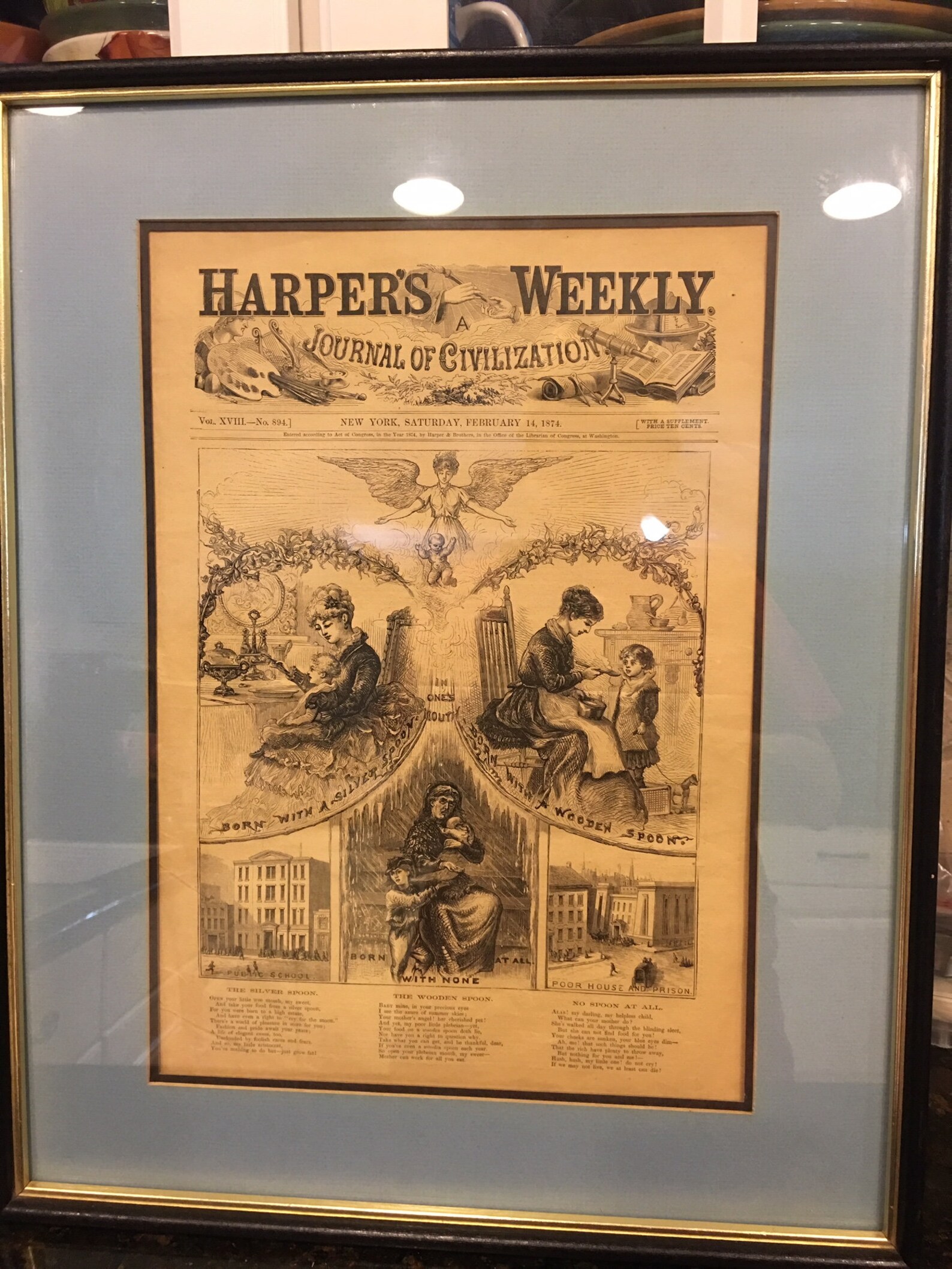 Harper's Weekly Cover February 14 1874 Matted and | Etsy