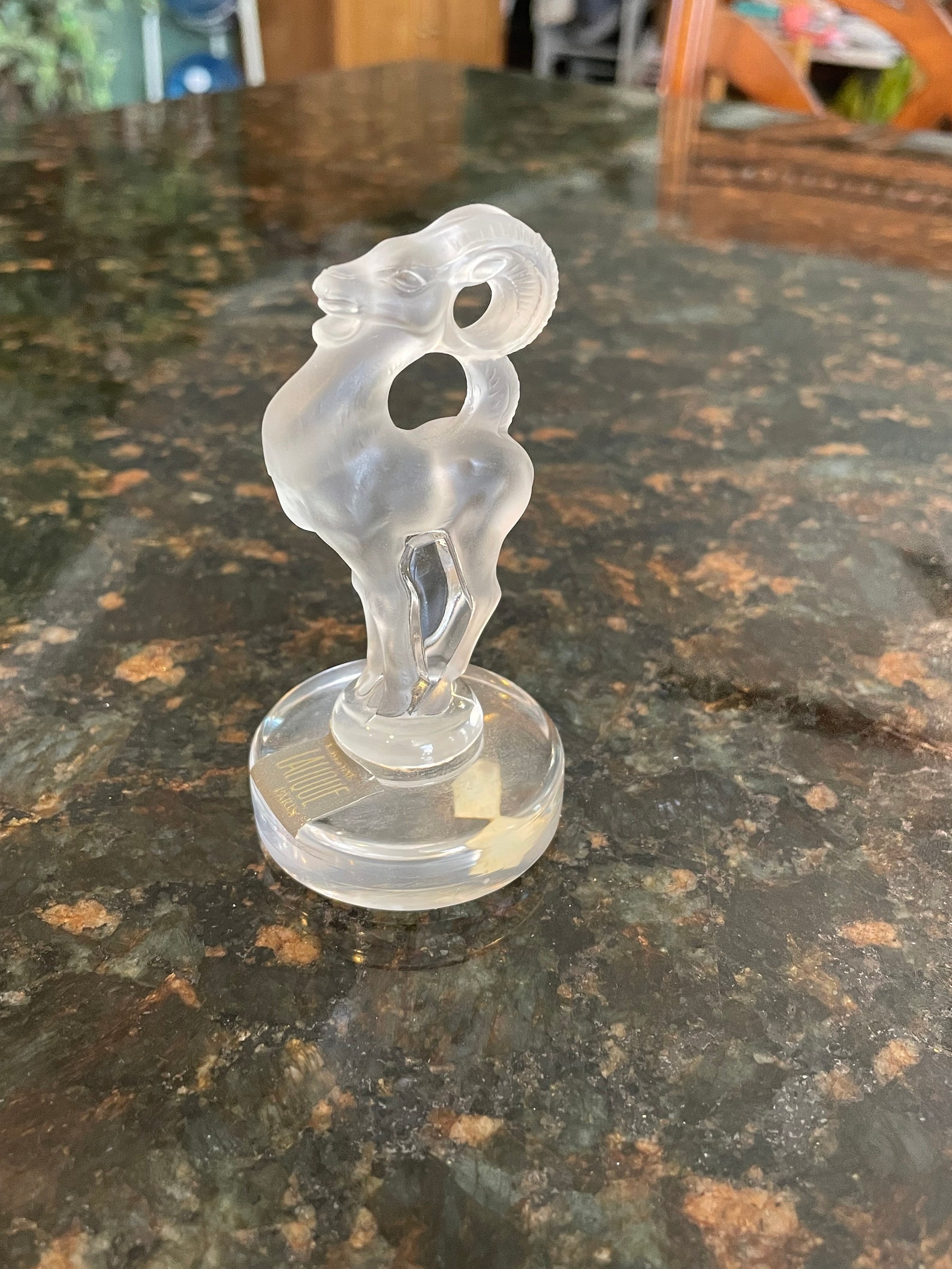 Lalique Crystal Clear & Frosted Satin BASTIA RAM (larger) Signed ...