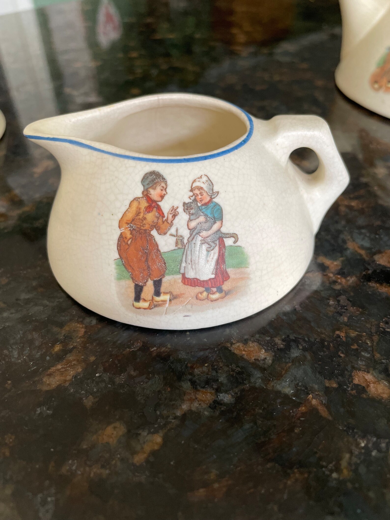 1910 Roseville Pottery Dutch Creamware Tea Set: Teapot, Creamer, Sugar ...