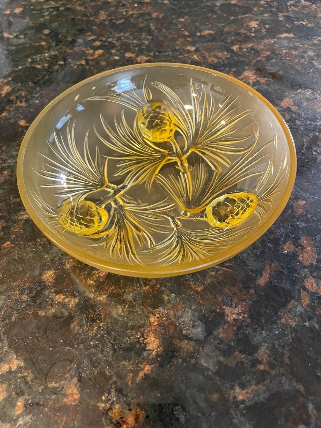 Vintage VERLYS AMBER pine Cone Bowl, Frosted - Etsy