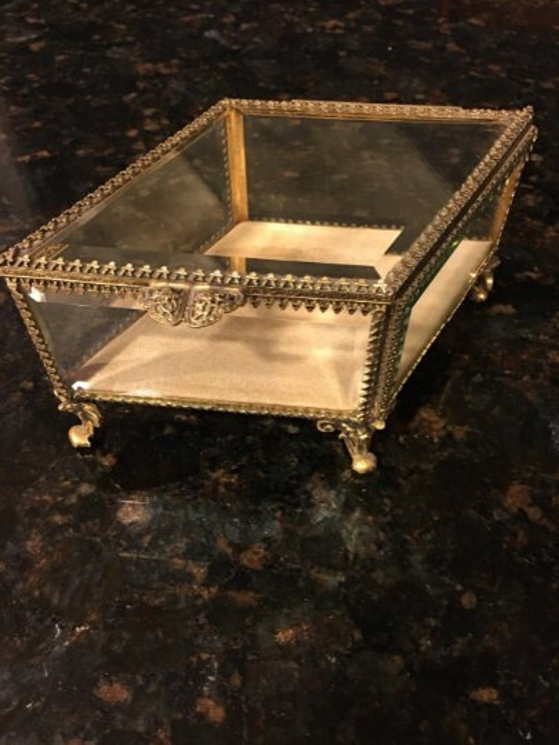 Large Gold Ormolu Beveled Glass Rectangle Diamond Shaped - Etsy