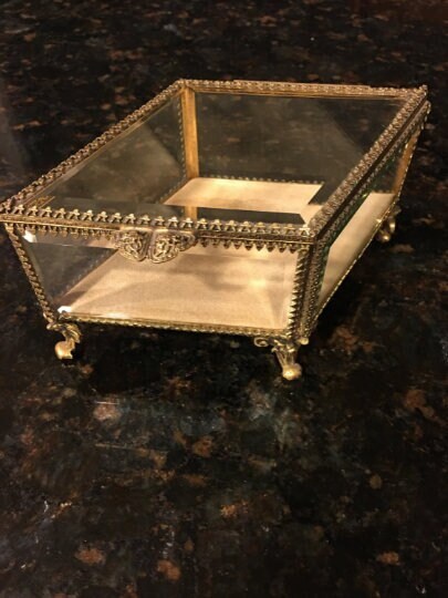 Large Gold Ormolu Beveled Glass Rectangle Diamond Shaped - Etsy