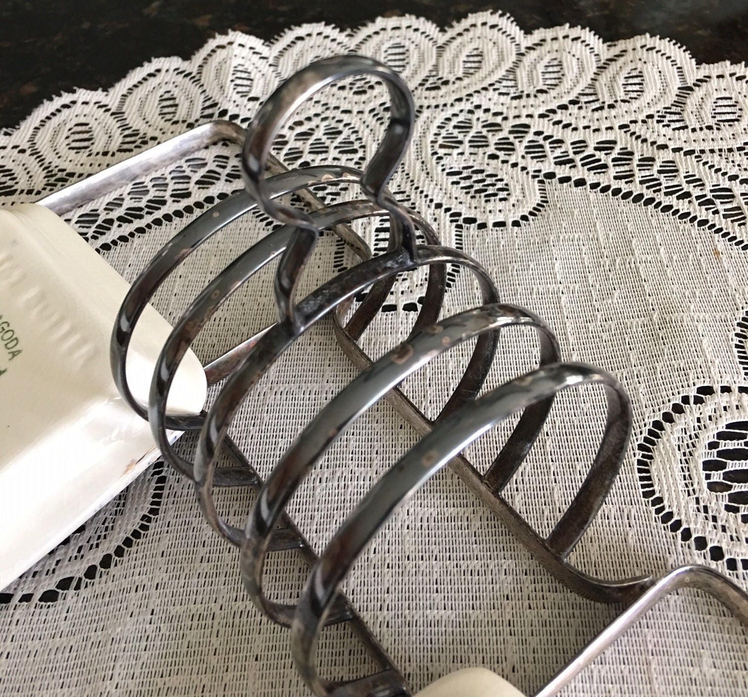 RARE Hand Painted PAGODA Pottery & Silver Toast Rack and 2 - Etsy