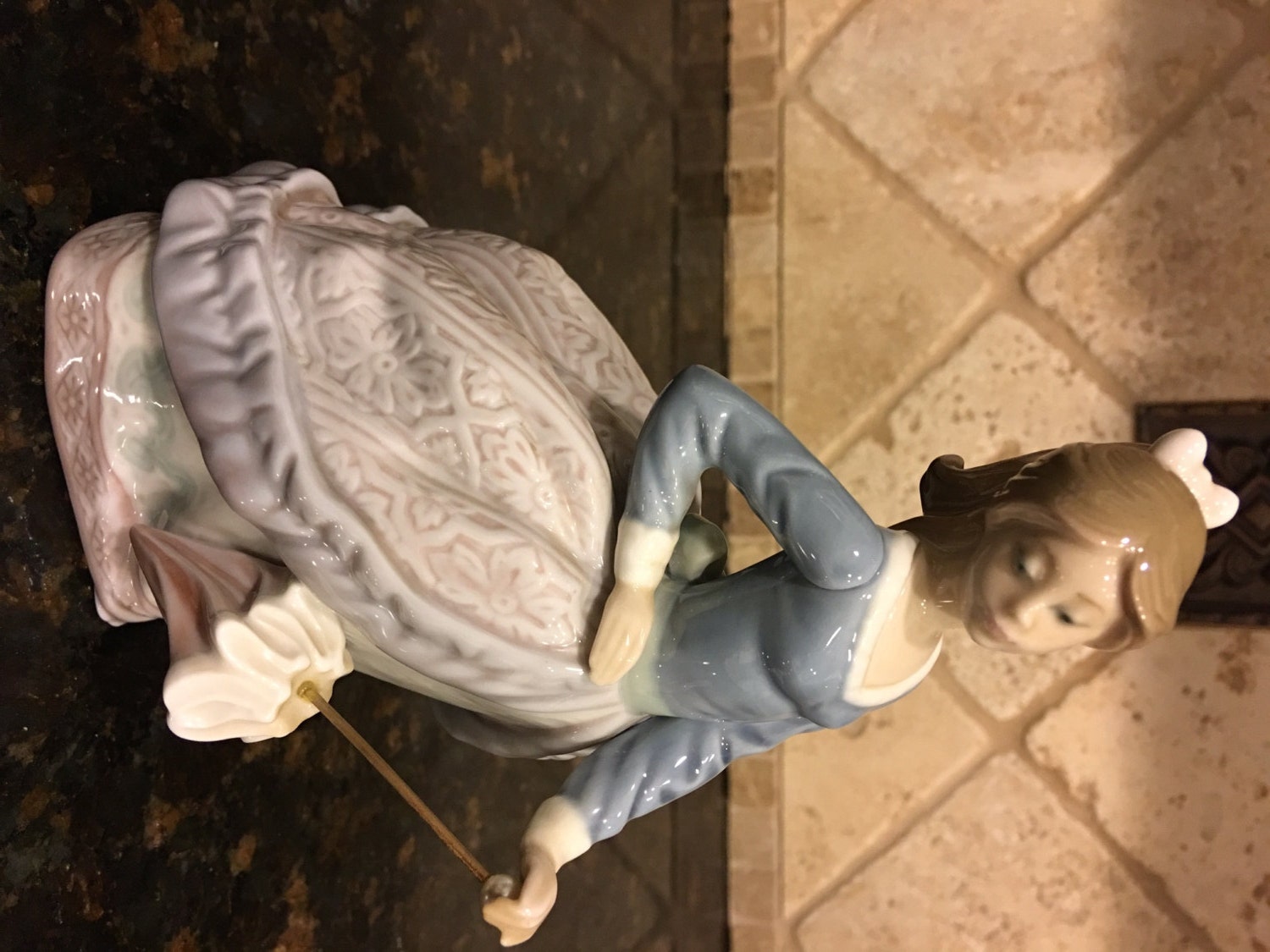 Lladro Spain Porcelain Figurine Evita 5212 Girl With Umbrella Parasol ...