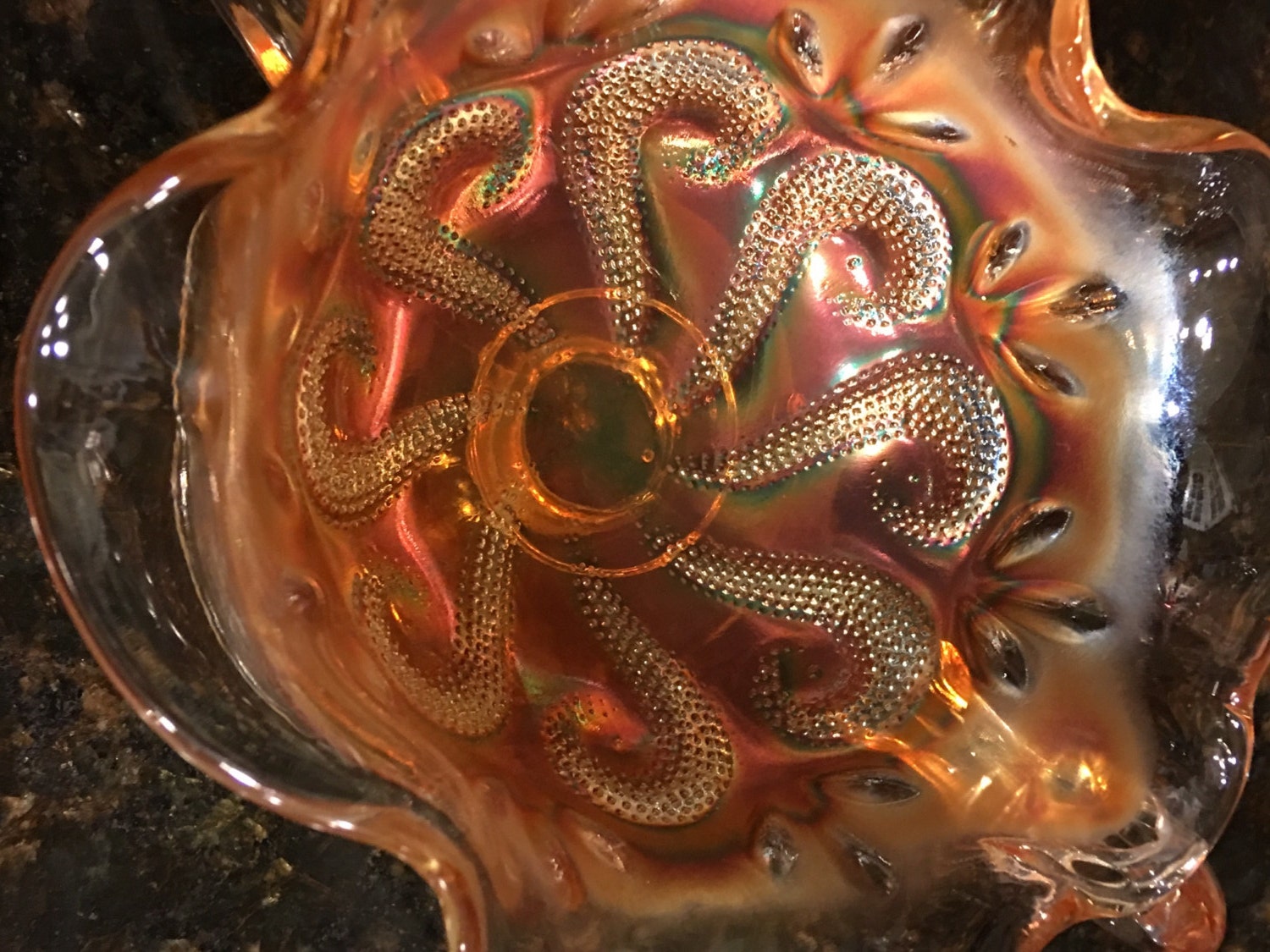 Carnival Glass Question Mark Bonbon Dish/bowl Made by Dugan Glass Co ...