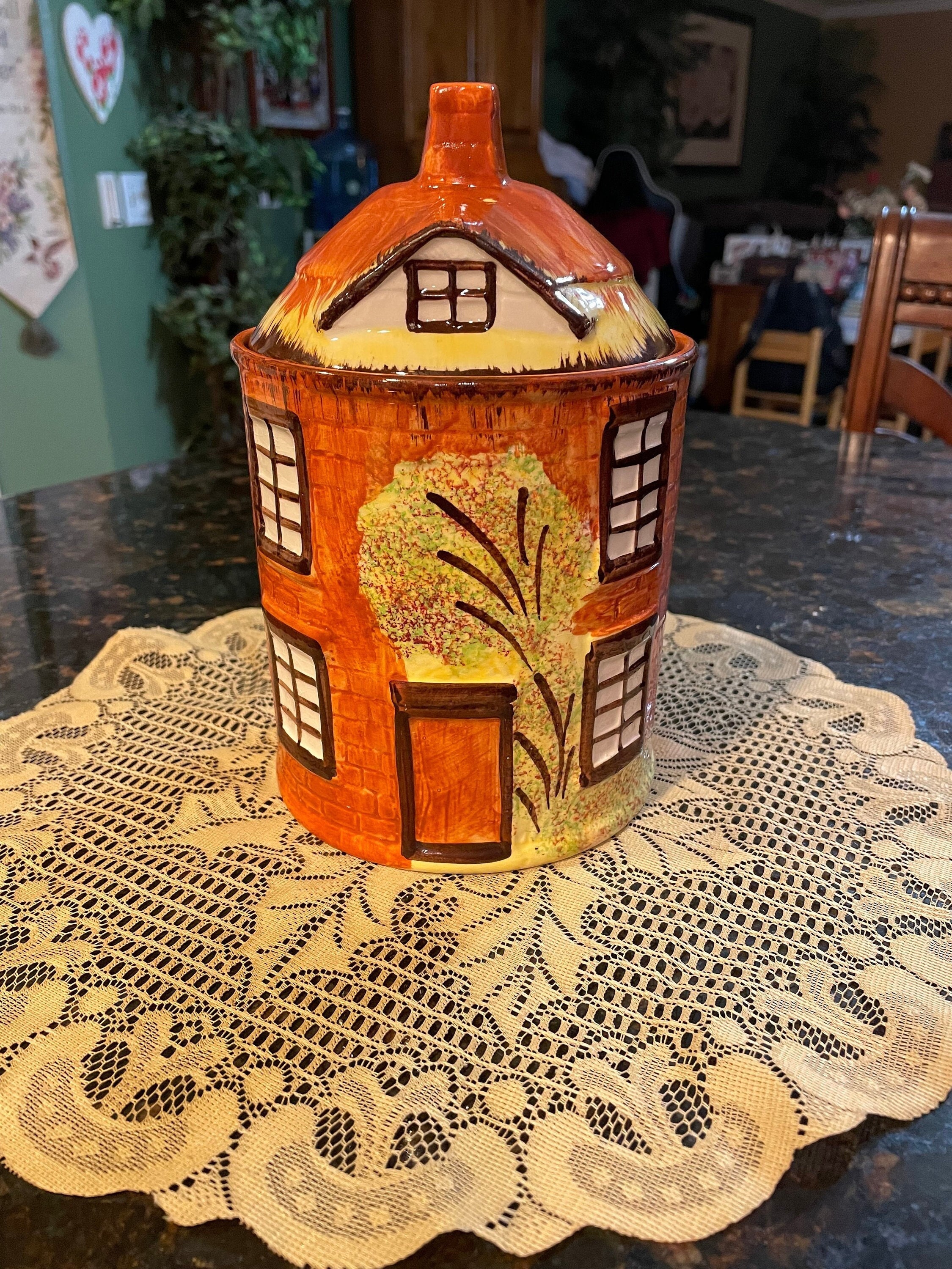 Vintage PRICE Kensington COTTAGE WARE Round Canister Lidded Cookie Jar ...