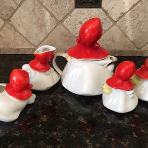 Vintage Hull USA Little Red Riding Hood 5 Pc Set: Teapot, Creamer ...