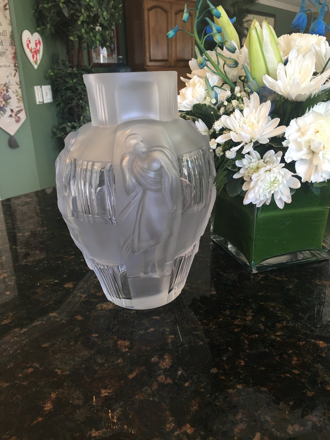 Lovely Vintage 10-inch CZECH DESNA Vase - FROSTED Glass W/semi-nude ...