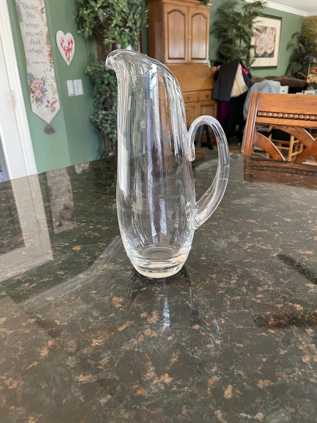 STEUBEN GLASS - Split Handle MARTINI or Water Pitcher #8077, 10.5" Tall ...