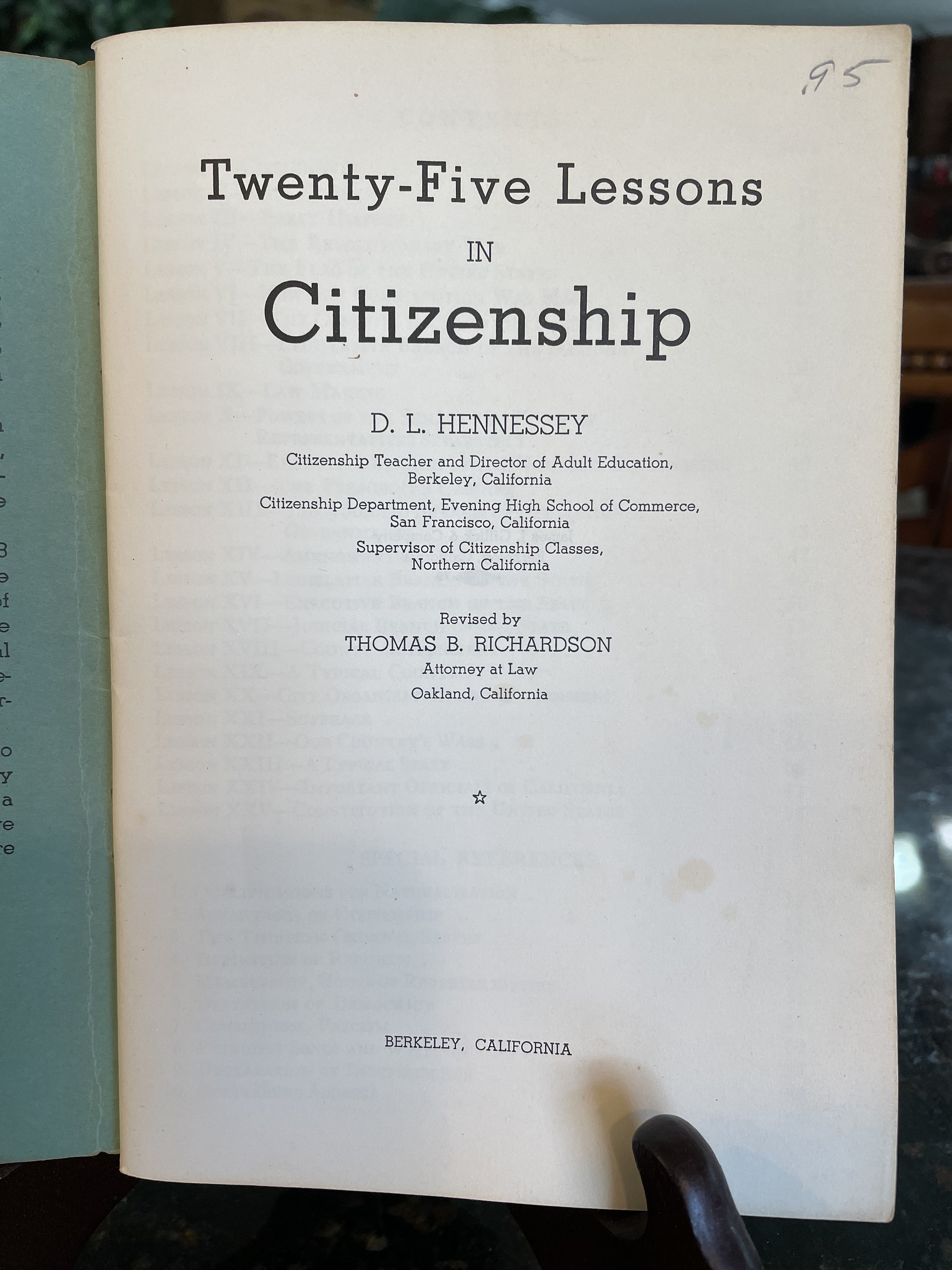 Twenty-five Lessons in Citizenship Hennessey 1958 Book, With Complete ...