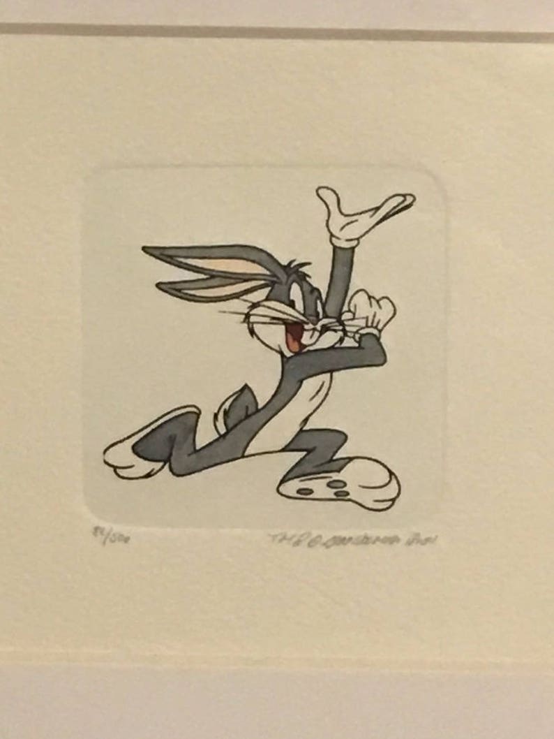 Limited Edition BUGS BUNNY Etching on Paper With Hand Tinted Coloring ...
