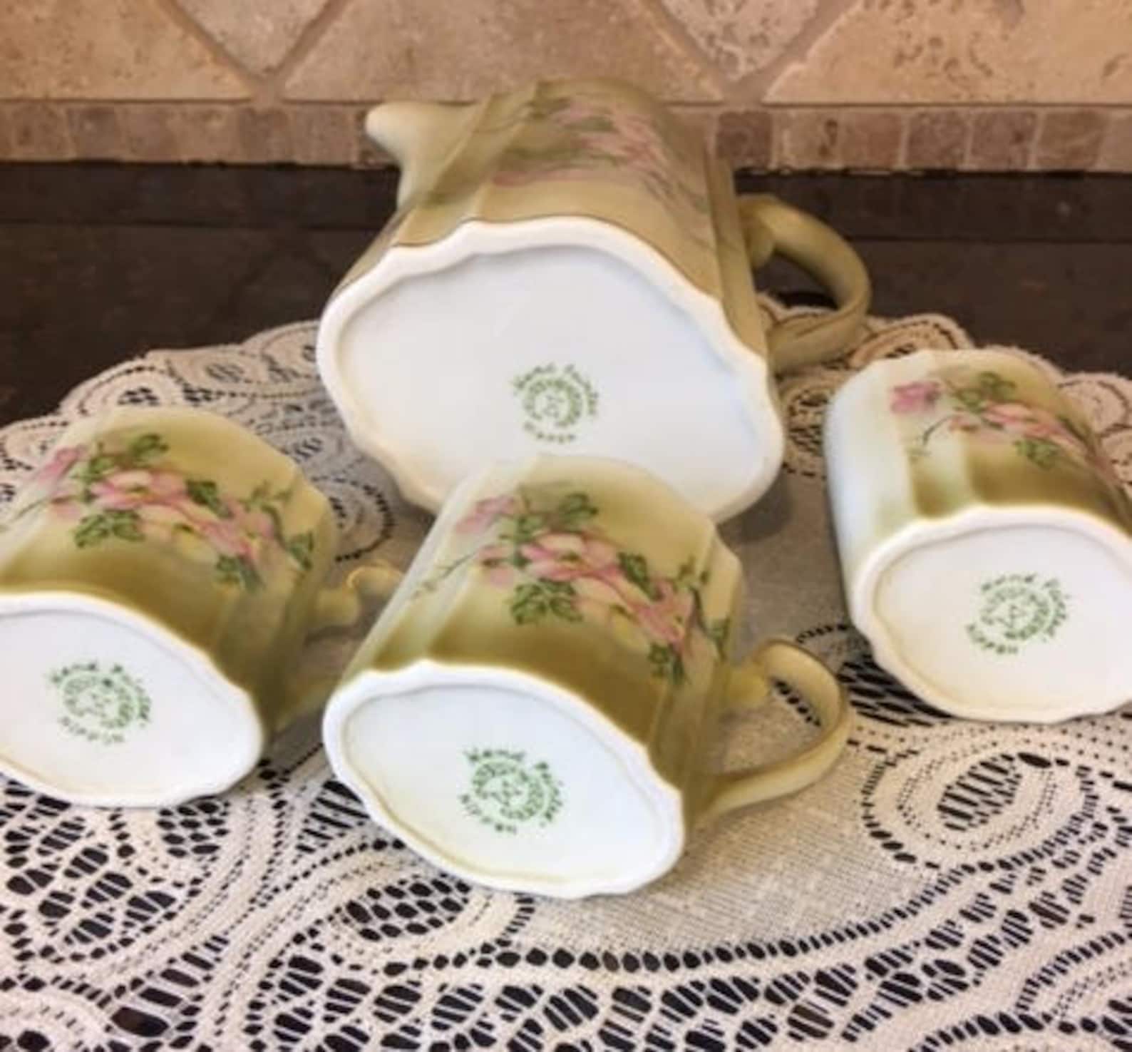 Vintage Nippon Chocolate Pot and 3 Cups ~ Hand Painted Reproduction - Etsy