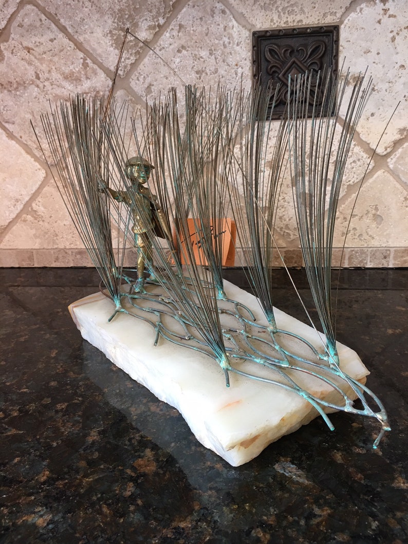 Huge BIJAN J BIJAN Sculpture Fishing in Reeds Copper & Brass - Etsy
