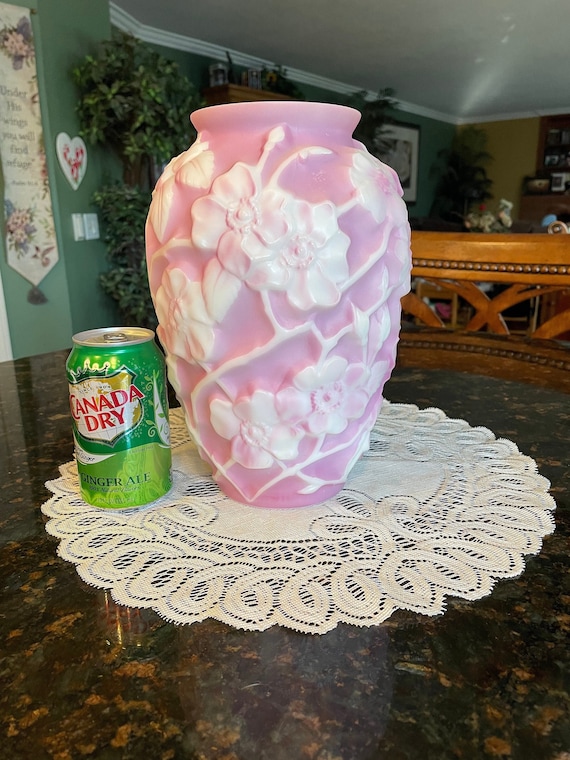 Phoenix Glass Sculptured Artware Wild Rose Vase Pink Satin - Etsy