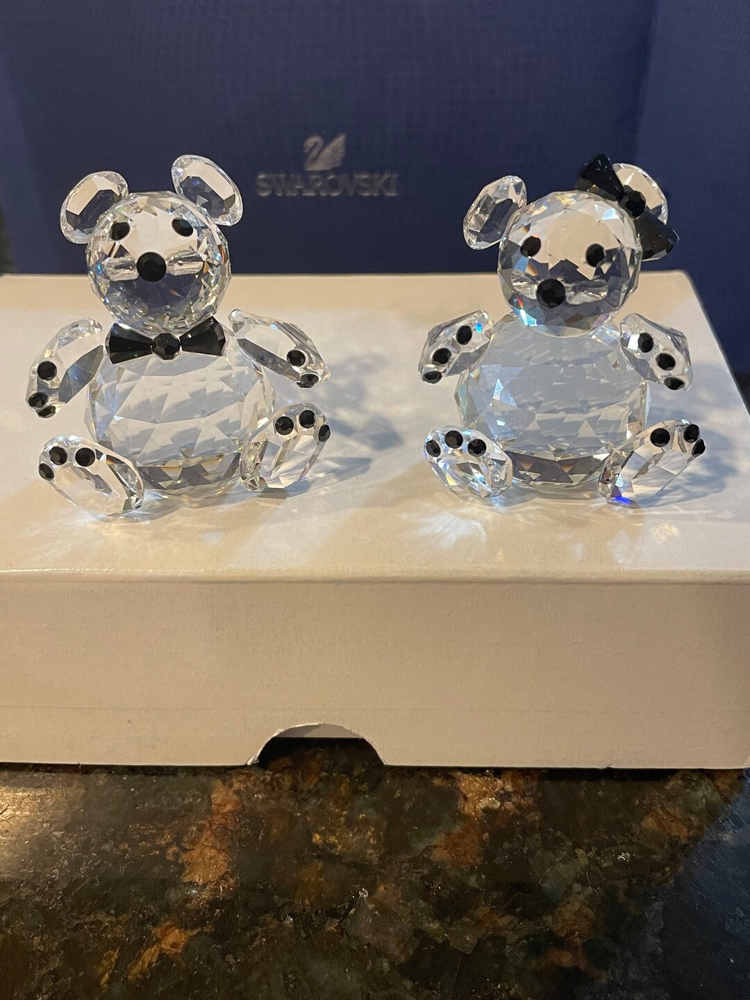 Two Crystal Caravan, Faceted Crystal Bride and Groom Teddy Bears, 1985 ...