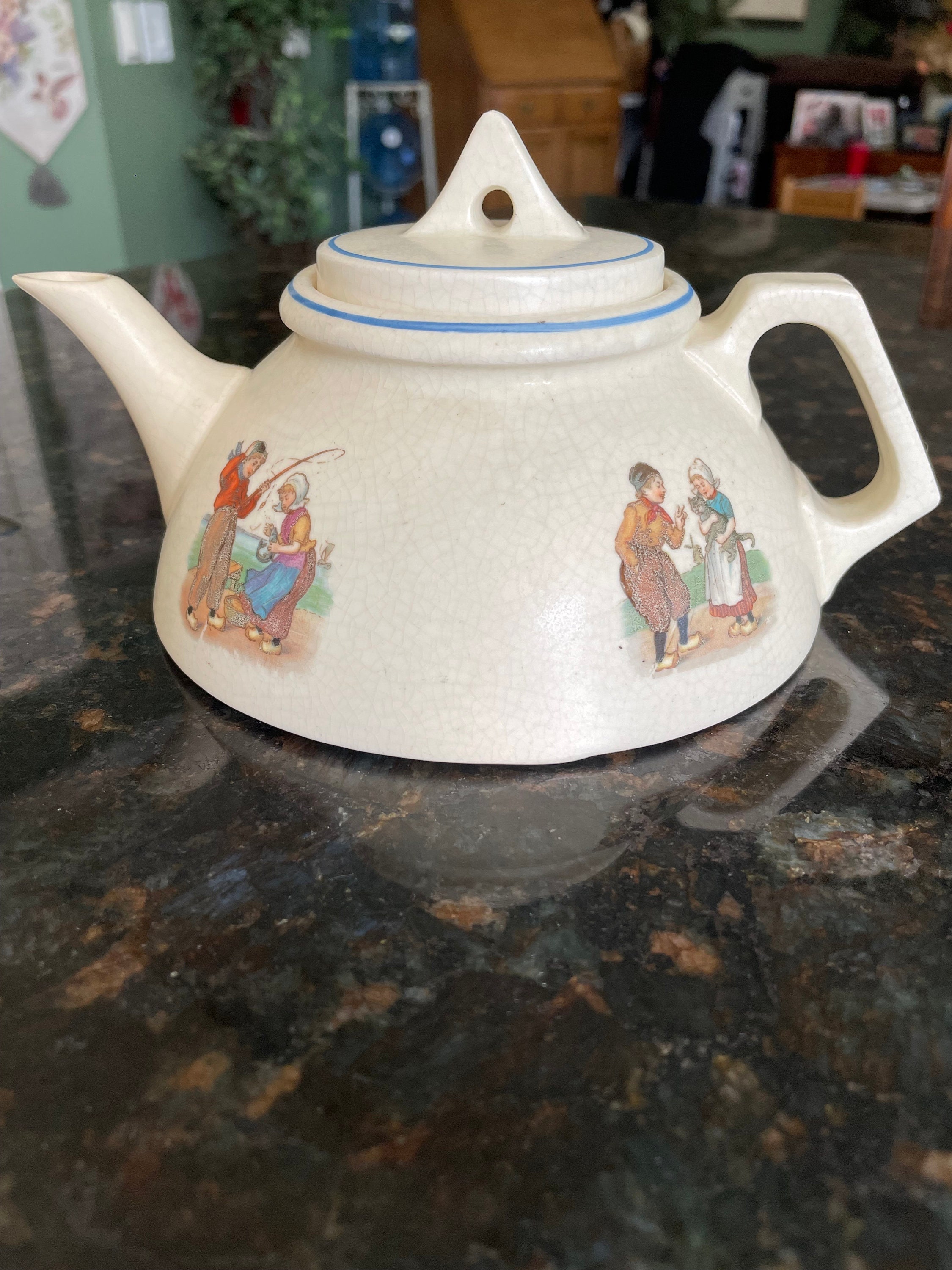 1910 Roseville Pottery Dutch Creamware Tea Set: Teapot, Creamer, Sugar ...